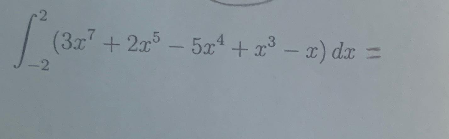 Solved ∫-22(3x7+2x5-5x4+x3-x)dx, ﻿use symmetry arguments | Chegg.com