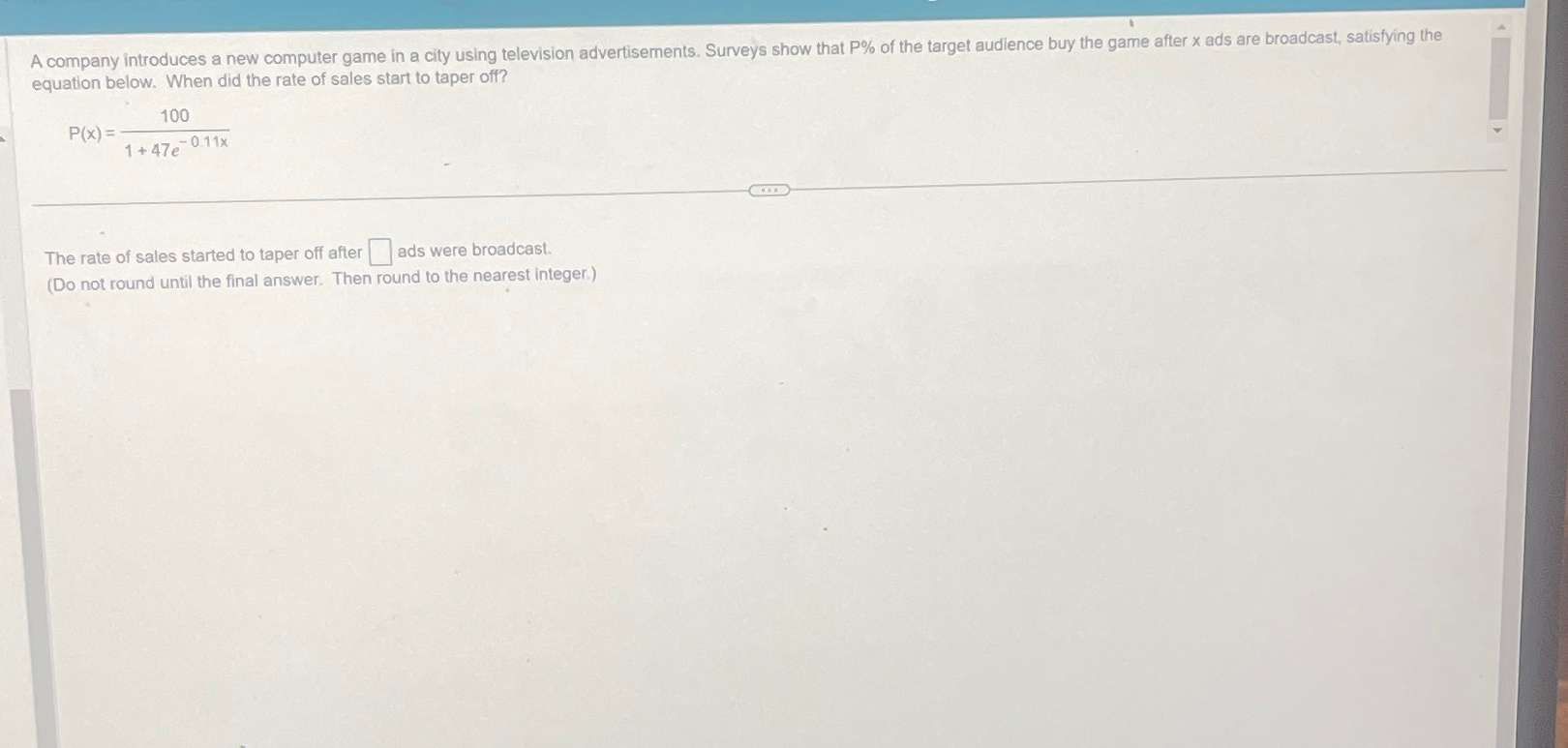 Solved A company introduces a new computer game in a city | Chegg.com