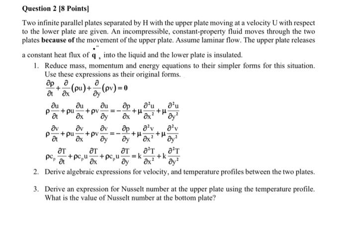 Solved Question 2 [8 Points] Two infinite parallel plates | Chegg.com