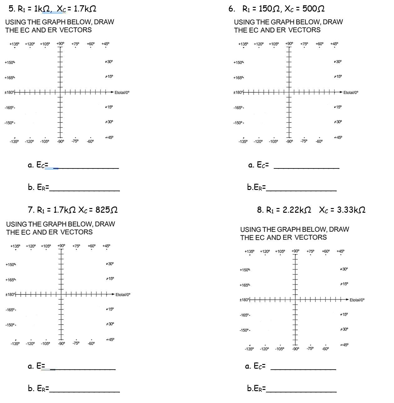 Solved Draw the vector plot. For all circuits Egen = 10V RMS | Chegg.com