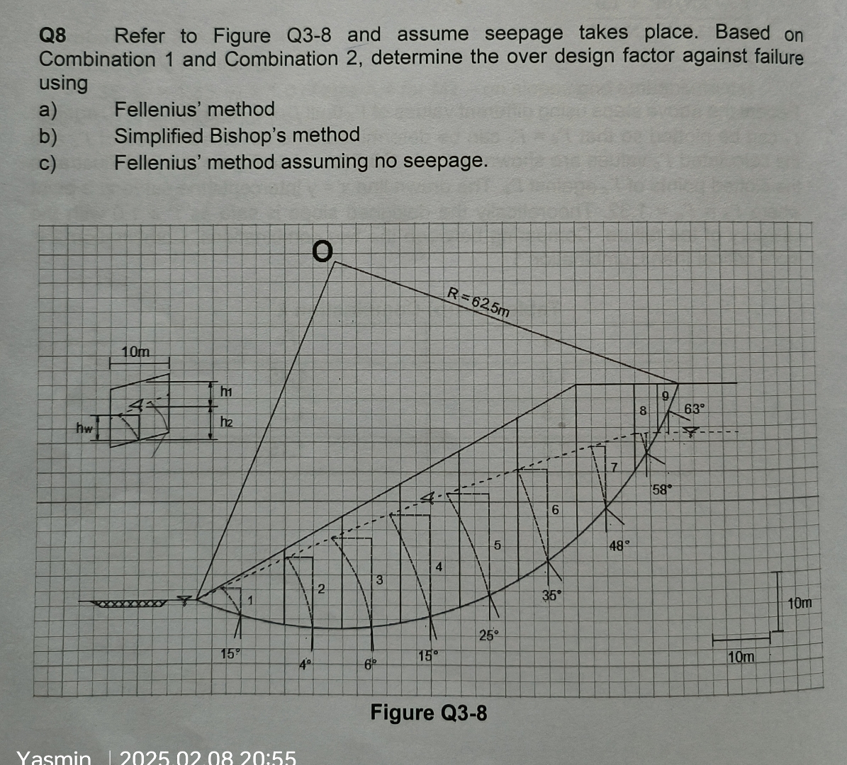 Q8 ﻿Refer to Figure Q3-8 ﻿and assume seepage takes | Chegg.com
