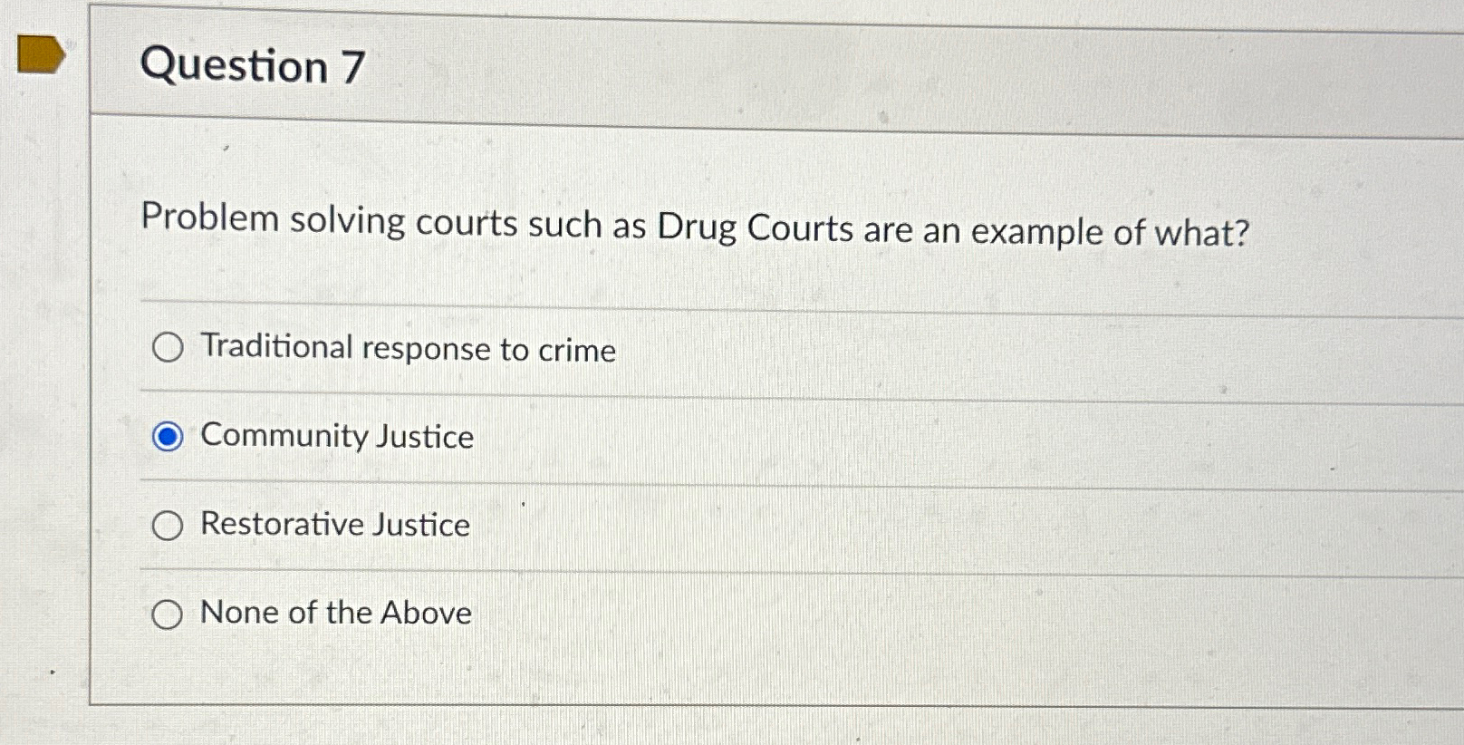 Solved Question 7Problem solving courts such as Drug Courts | Chegg.com