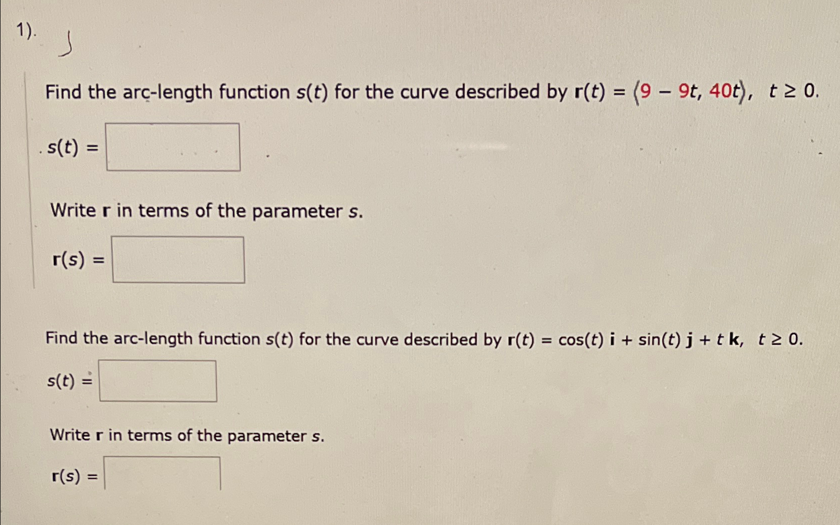 Solved .JFind the arc-length function s(t) ﻿for the curve | Chegg.com