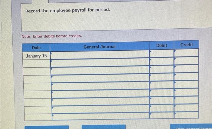 Solved On January 15, the end of the first pay period of the | Chegg.com