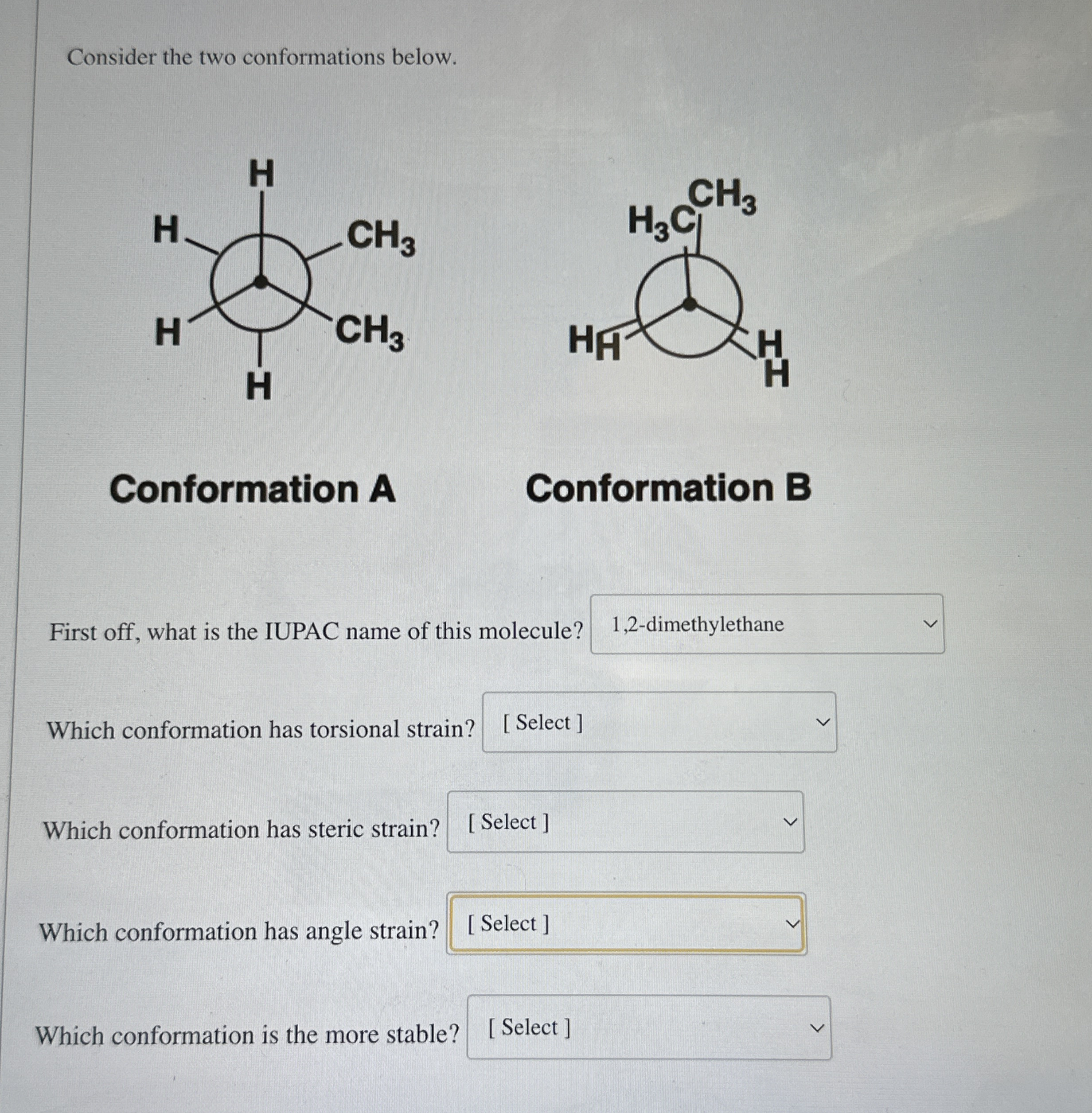 Solved Consider the two conformations below.Conformation | Chegg.com