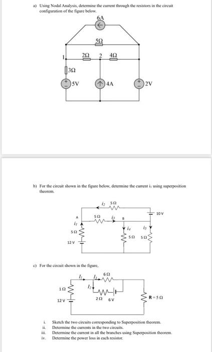 Solved a) Using Nodal Analysis, determine the current | Chegg.com