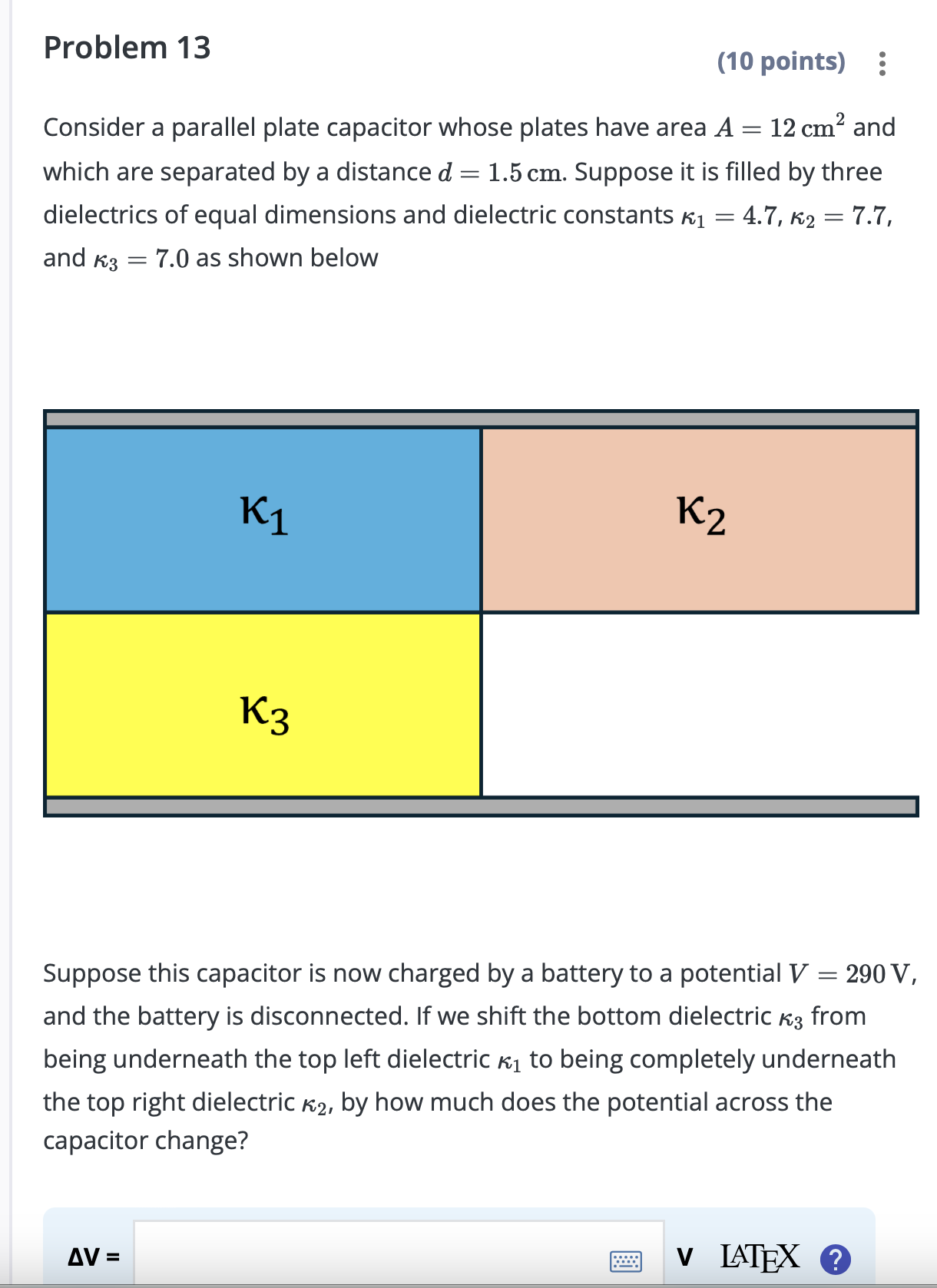 Solved Problem 13(10 ﻿points) ﻿:Consider a parallel plate | Chegg.com
