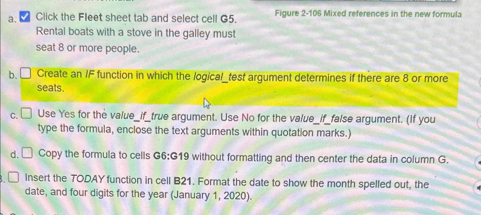 Solved a: Click the Fleet sheet tab and select cell G5. | Chegg.com