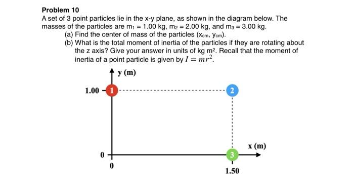 Solved Problem 10 A set of 3 point particles lie in the x−y | Chegg.com