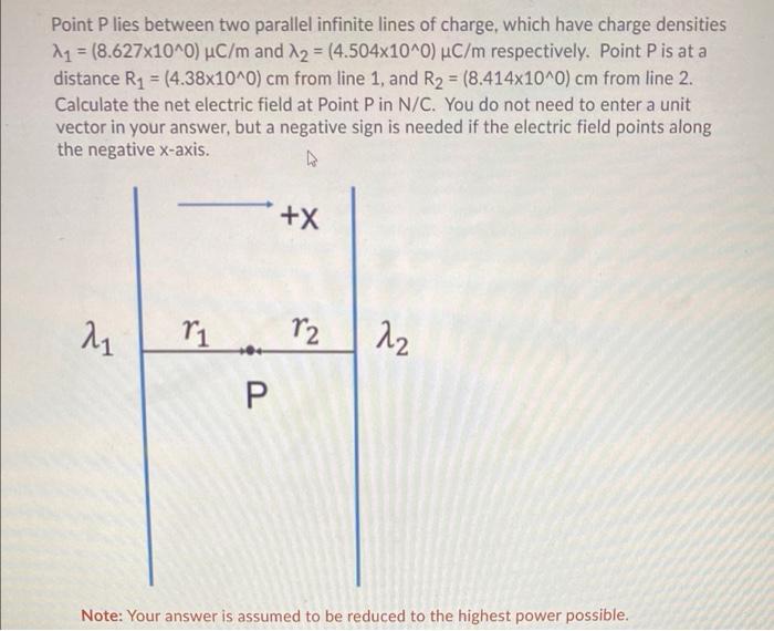Solved Point P lies between two parallel infinite lines of | Chegg.com