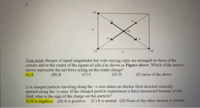 Solved Four point charges of equal magnitudes but with | Chegg.com