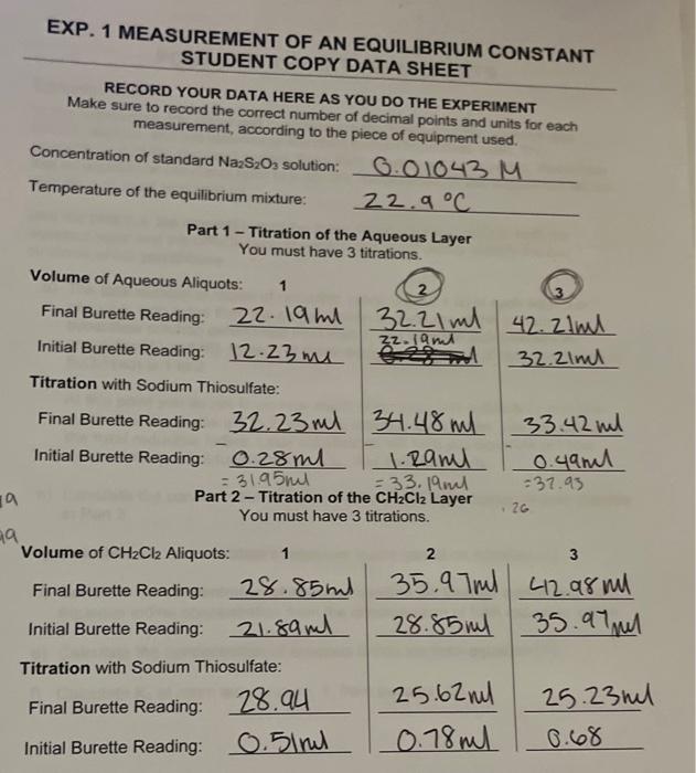 Using your own lab-obtained data, what was your | Chegg.com
