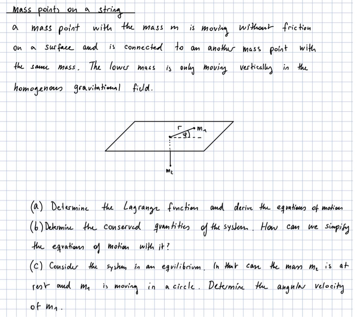 Solved Mass points on a string a mass point with the mass m | Chegg.com