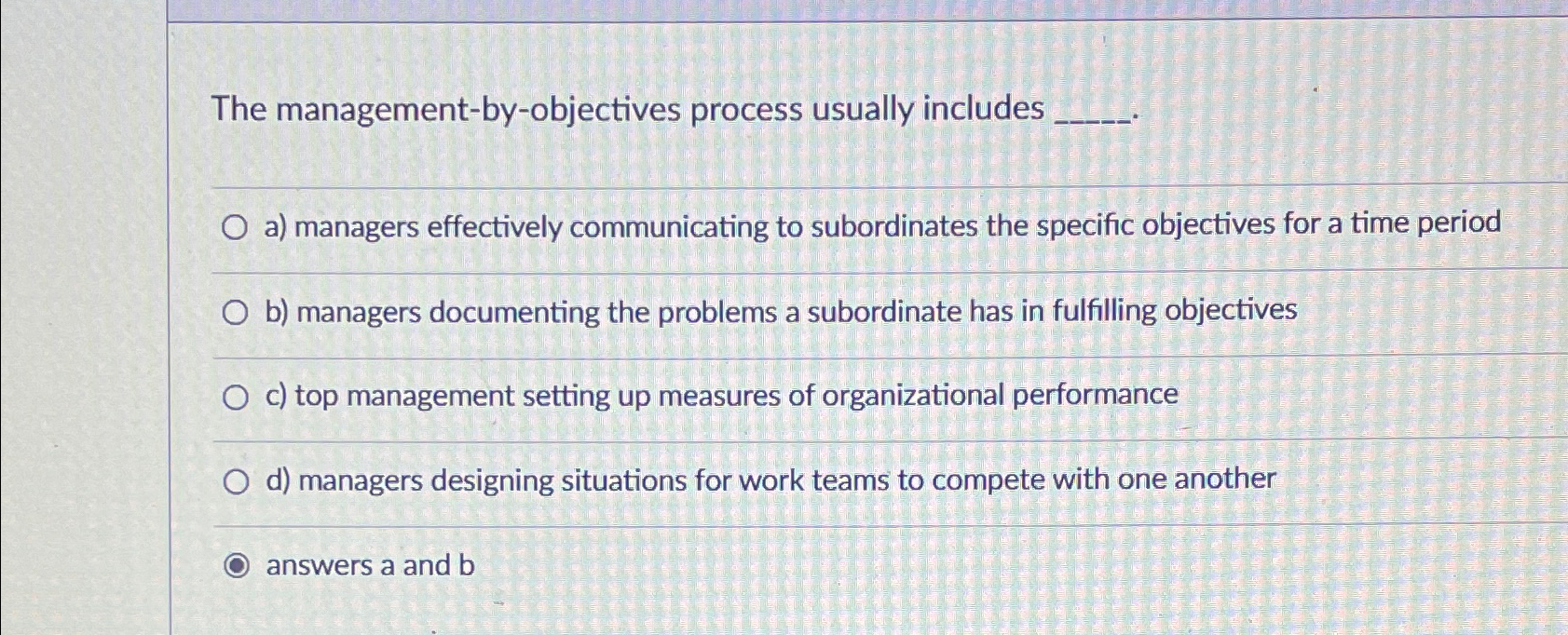 Solved The management-by-objectives process usually | Chegg.com