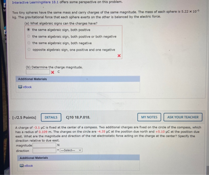 Solved E M Interactive LearningWare 18.1 offers some | Chegg.com