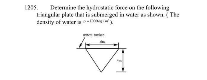 Solved 1205. Determine the hydrostatic force on the | Chegg.com