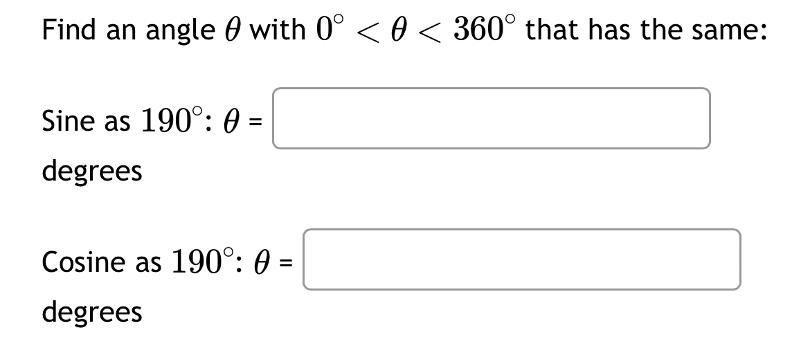 Solved Find an angle θ ﻿with 0°