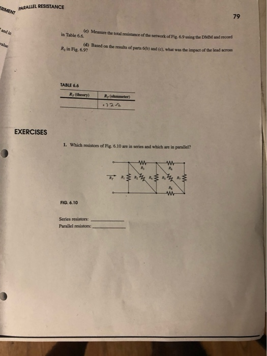 Solved PARALLEL RESIS EXPERIMENT dce (e) Measure the total | Chegg.com