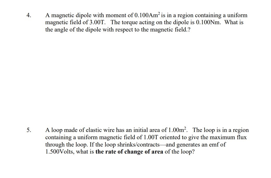 Solved A magnetic dipole with moment of 0.100Am2 ﻿is in a | Chegg.com