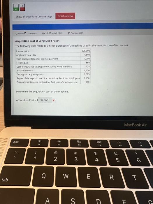 Solved Acquisition Cost of Long-tived Asset The following | Chegg.com