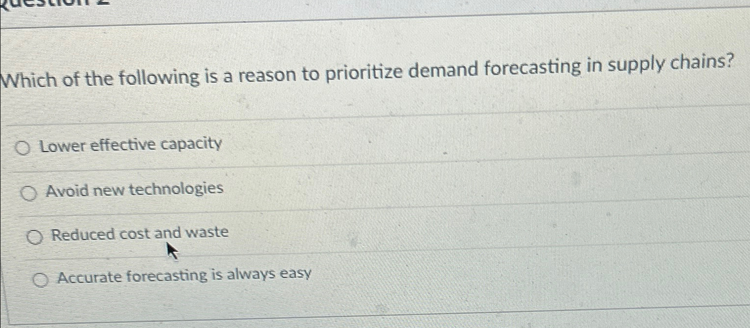 Solved Which of the following is a reason to prioritize | Chegg.com