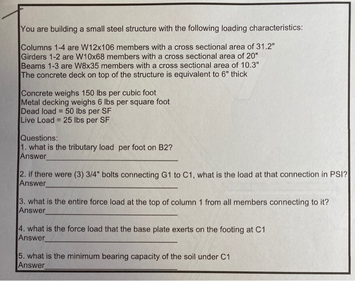 Solved You are building a small steel structure with the | Chegg.com