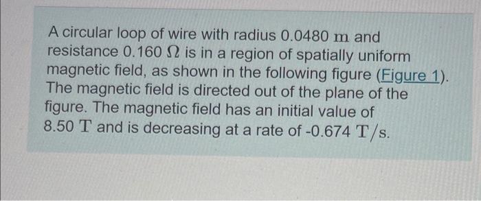 Solved A circular loop of wire with radius 0.0480 m and | Chegg.com
