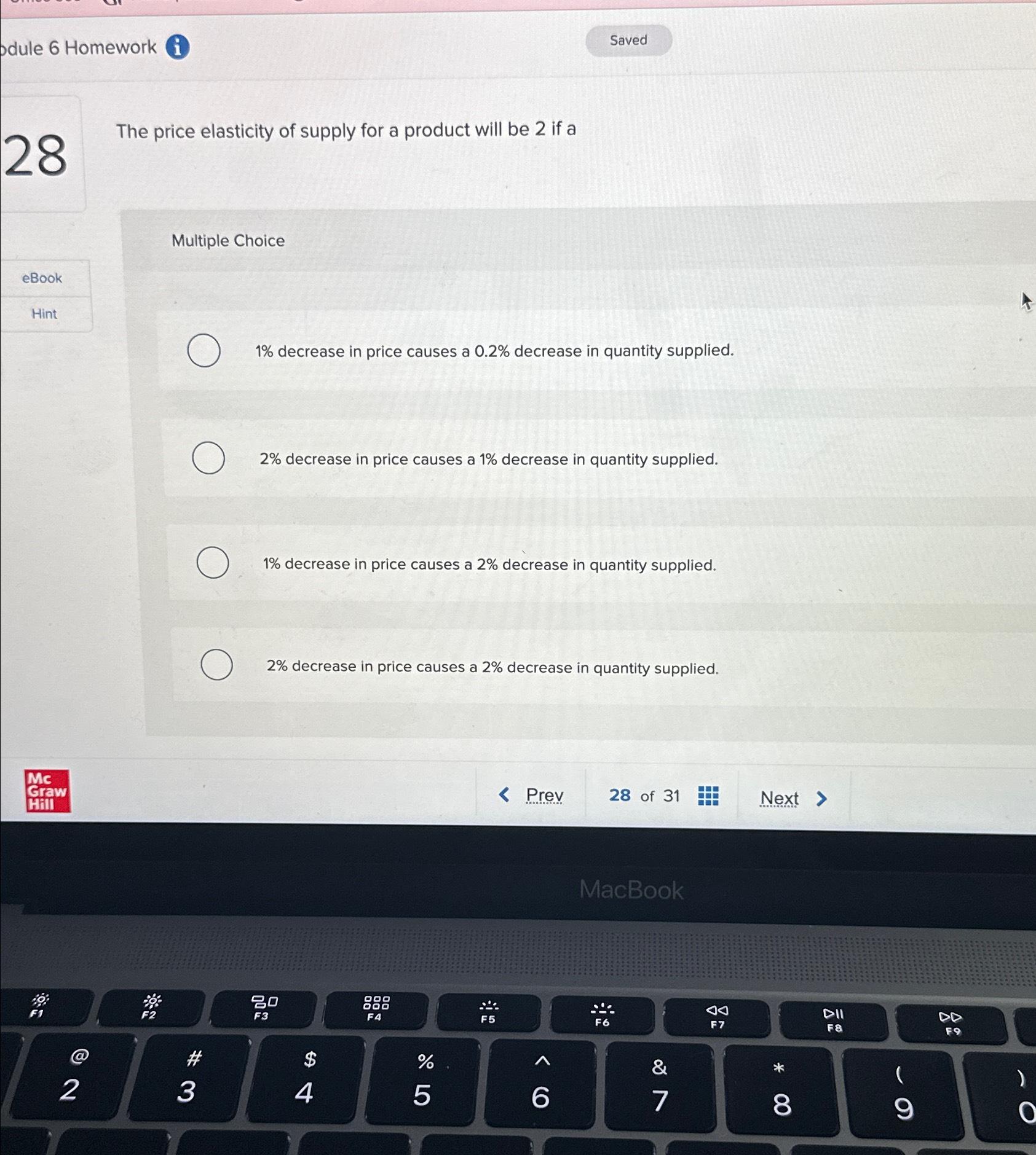 Solved dule 6 ﻿Homework (iSavedThe price elasticity of | Chegg.com