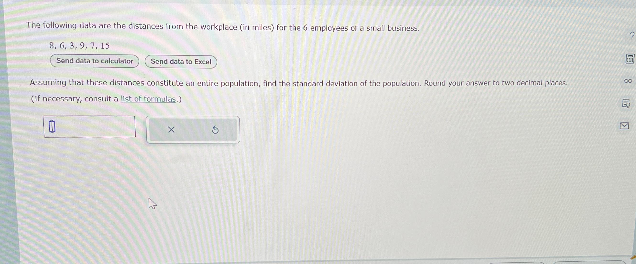 Solved The following data are the distances from the | Chegg.com