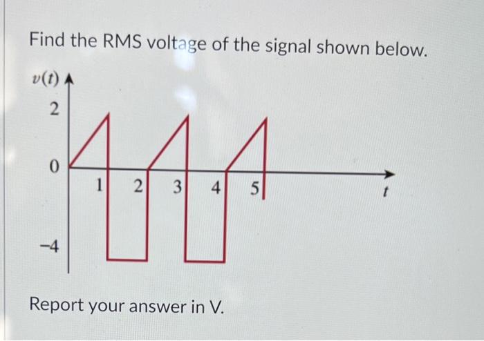 Solved Find the RMS voltage of the signal shown below. | Chegg.com