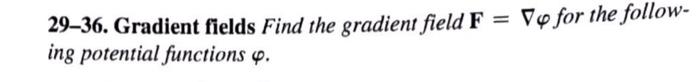 Solved 29-36. Gradient fields Find the gradient field F=∇φ | Chegg.com