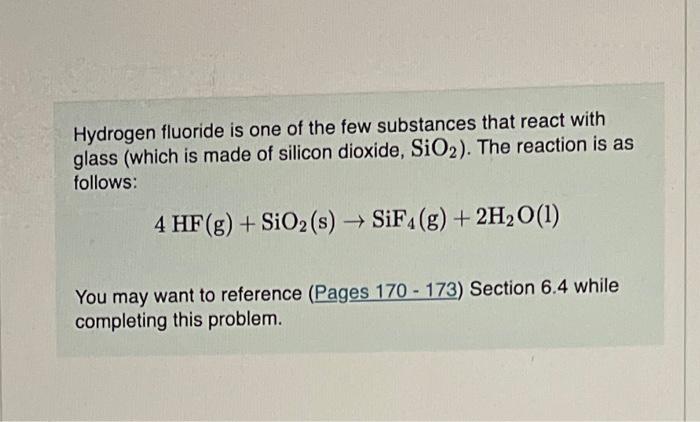 Solved How many moles of HF will react completely with 8.20 | Chegg.com
