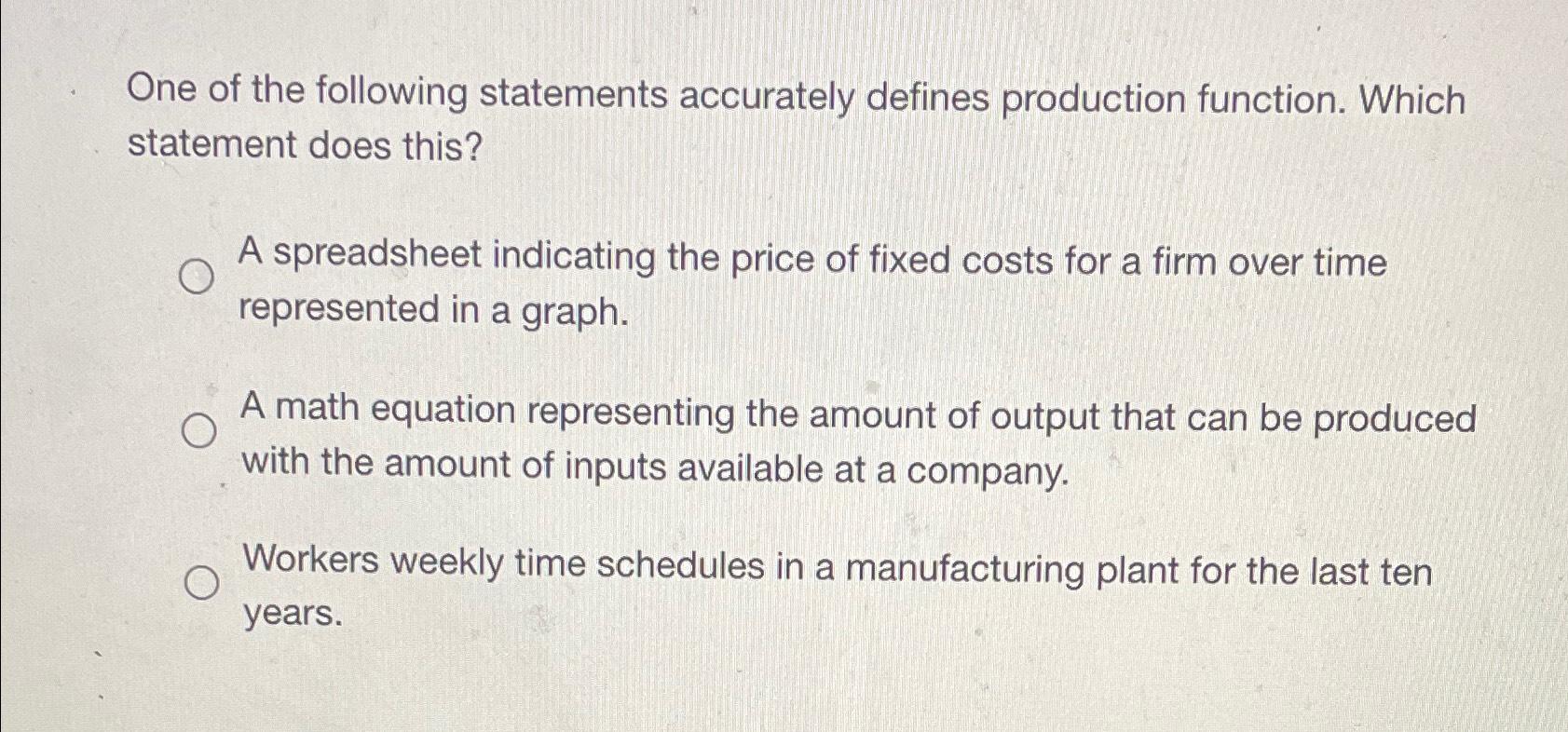 Solved One of the following statements accurately defines | Chegg.com