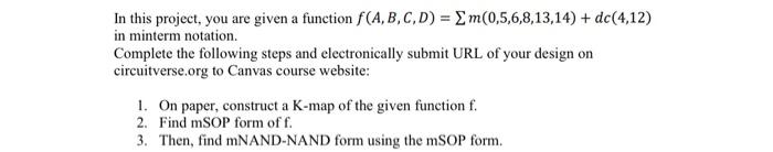 Solved In this project, you are given a function | Chegg.com