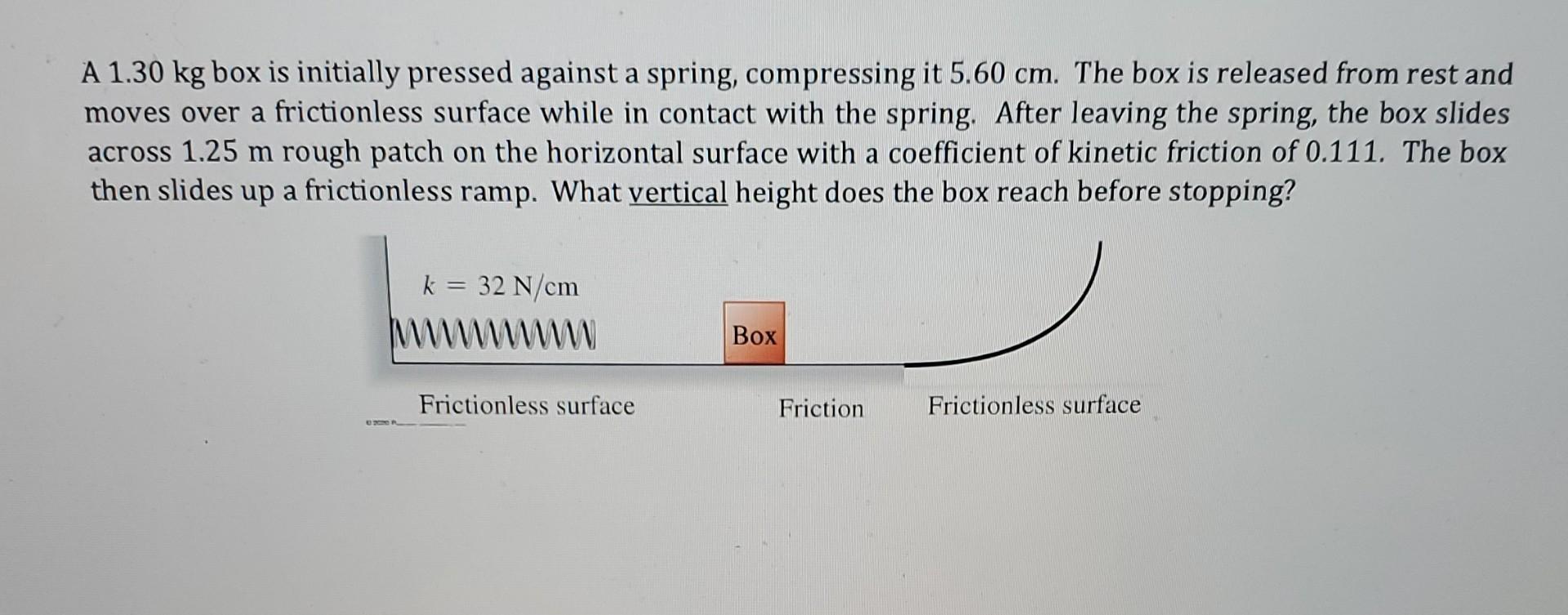 Solved A 1.30 kg box is initially pressed against a spring, | Chegg.com