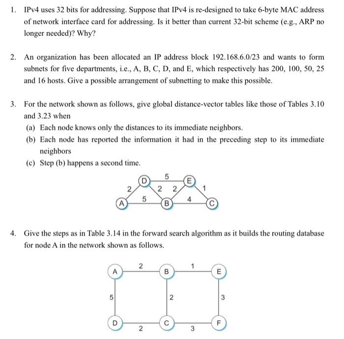 1. IPv4 uses 32 bits for addressing. Suppose that | Chegg.com