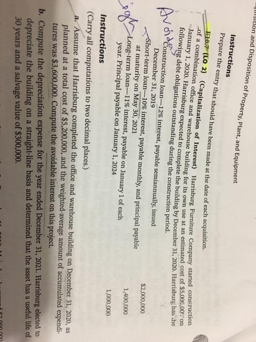 Solved quisition and Disposition of Property, Plant, and | Chegg.com
