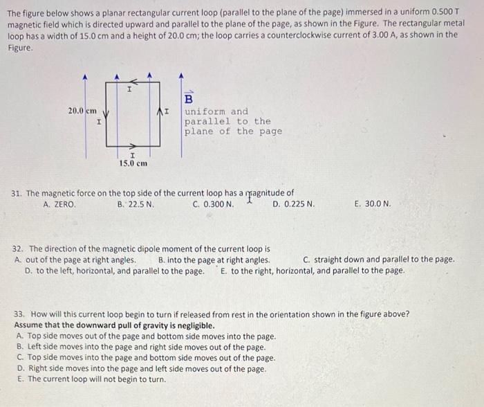 Solved The figure below shows a planar rectangular current | Chegg.com