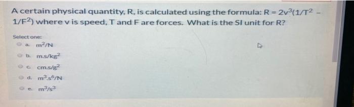 Solved A certain physical quantity, R, is calculated using | Chegg.com