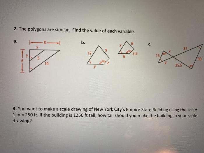 Solved 2. The polygons are similar. Find the value of each | Chegg.com