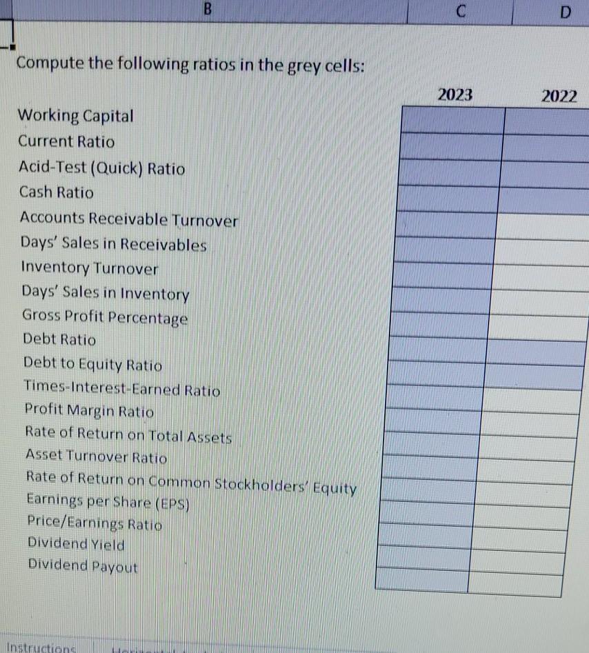 Solved Financial Statement Analysis Excel Problem Follow the | Chegg.com