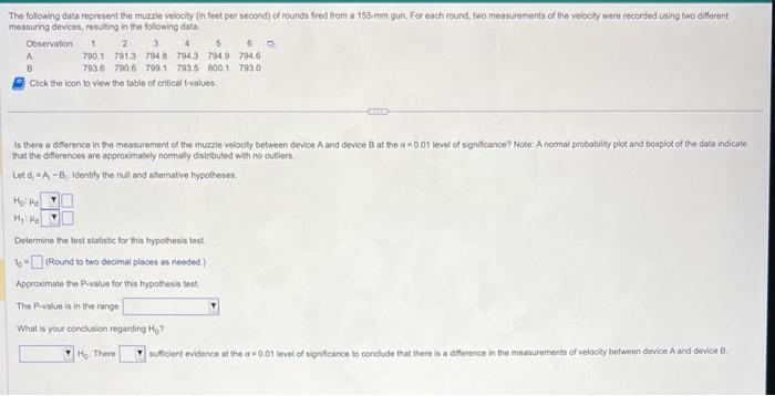 Solved Cick the icon to view the table of critical tvalues. | Chegg.com
