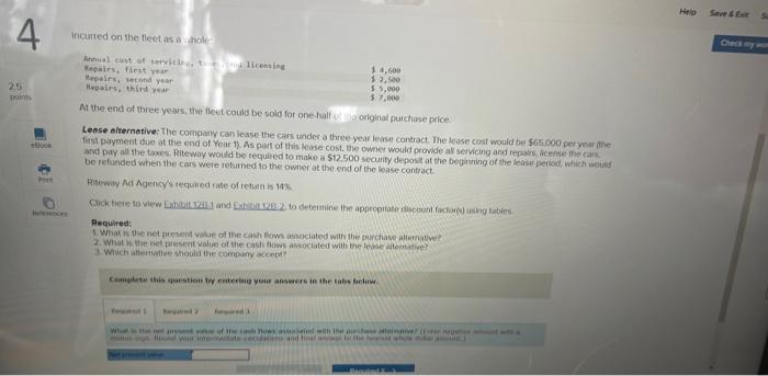 Solved Problem 12-25 (Algo) Net Present Value Analysis of a | Chegg.com