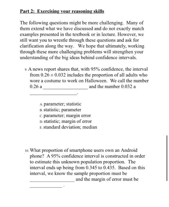 Solved Part 2: Exercising your reasoning skills The | Chegg.com