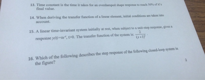 Solved 13. Time constant is the time it takes for an | Chegg.com