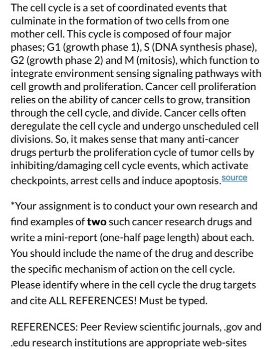 Solved The cell cycle is a set of coordinated events that | Chegg.com