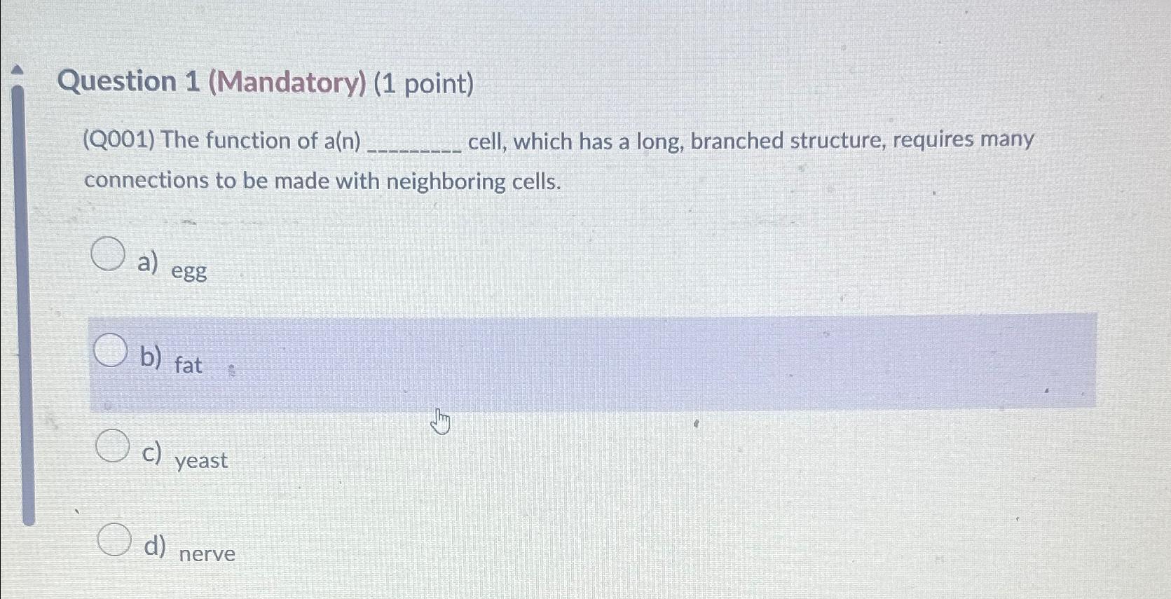 Solved Question 1 (Mandatory) (1 ﻿point)(Q001) ﻿The function | Chegg.com