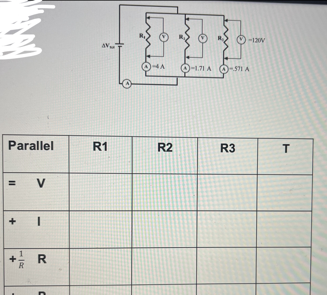 Solved parallel circuit. complete chart | Chegg.com