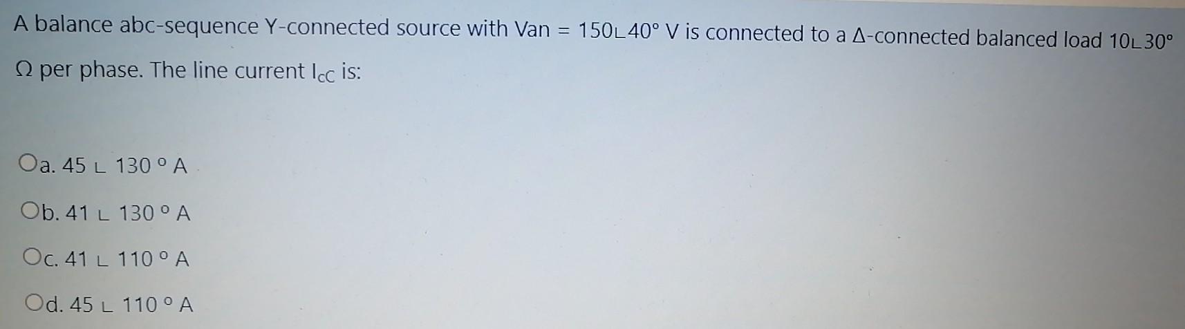 Solved A balance abc-sequence Y-connected source with Van = | Chegg.com