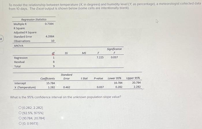 Solved To model the relationship between temperature ( X, in | Chegg.com